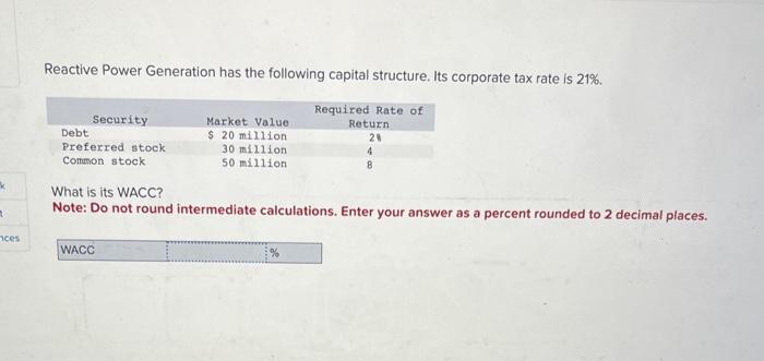 Solved Reactive Power Generation has the following capital | Chegg.com