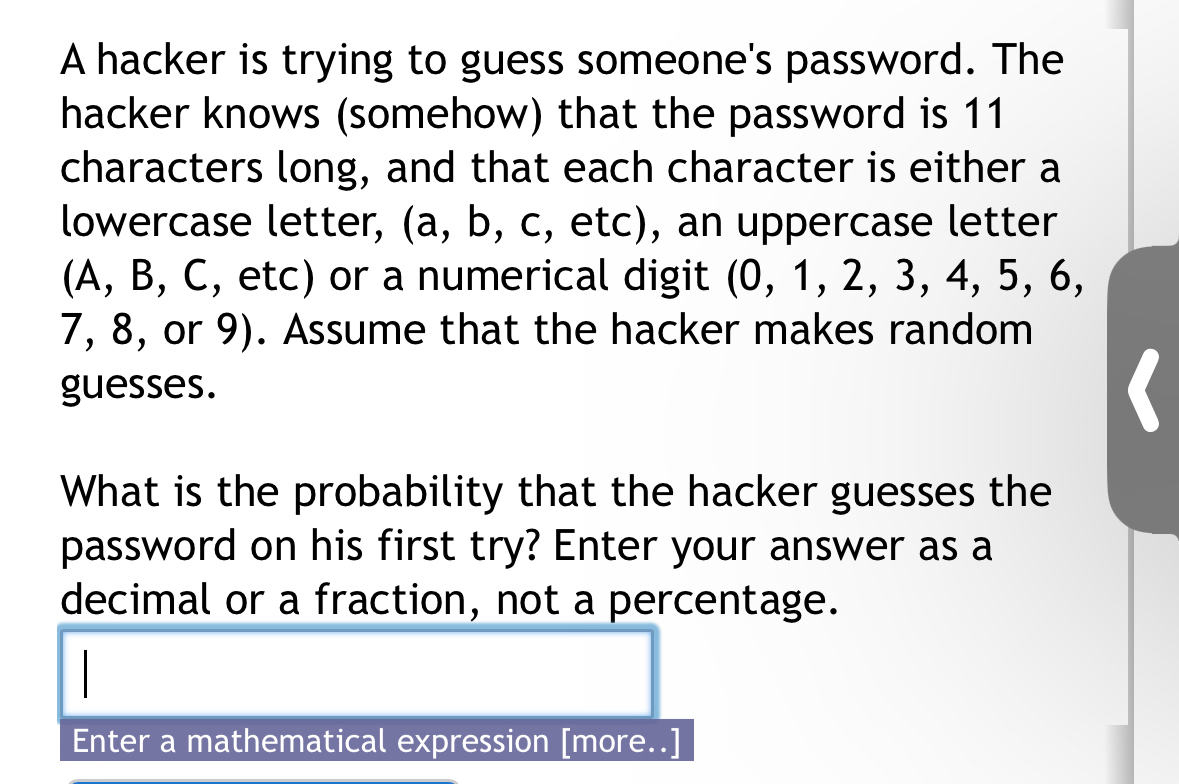 Solved A hacker is trying to guess someone's password. The | Chegg.com