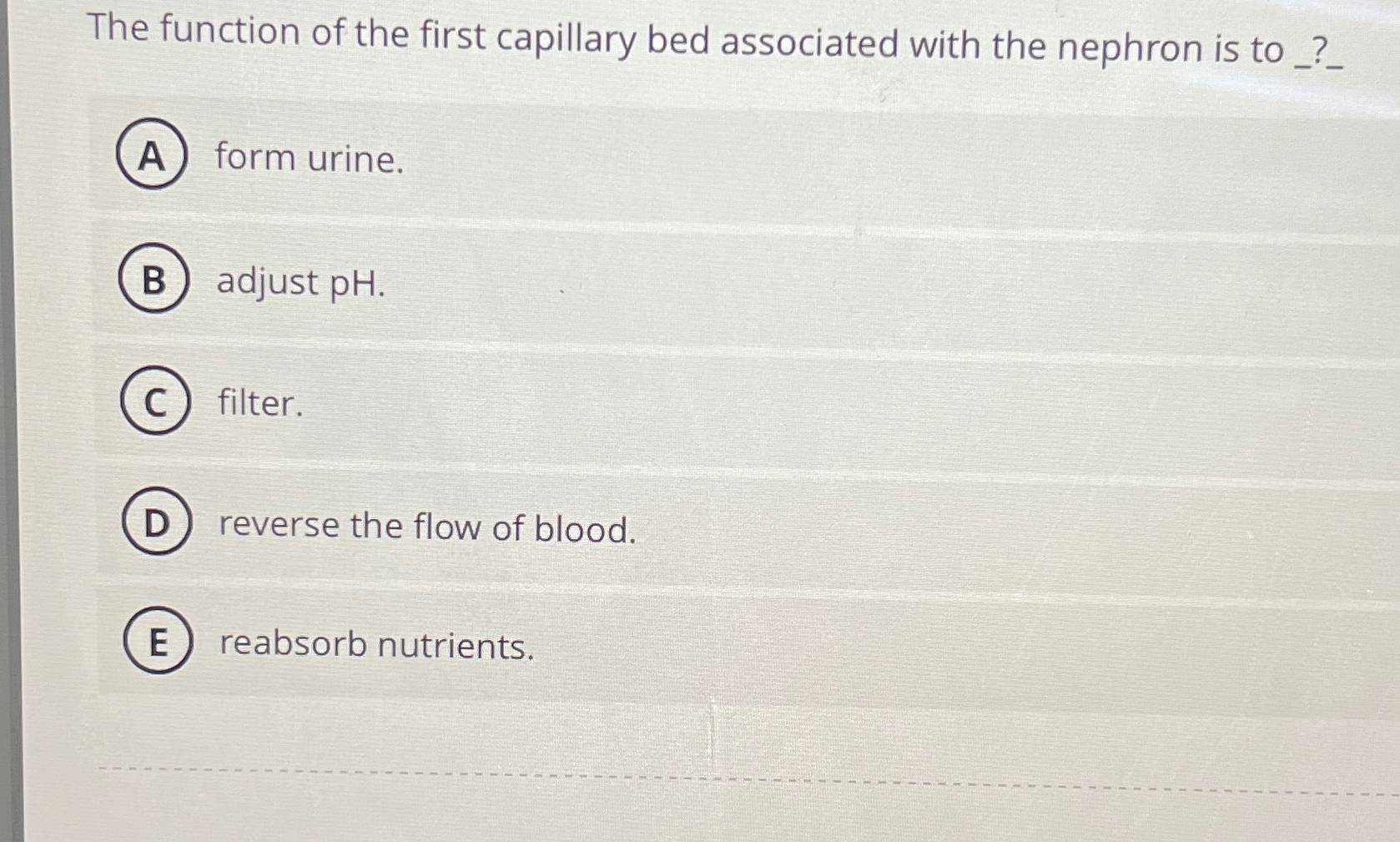 Solved The function of the first capillary bed associated | Chegg.com