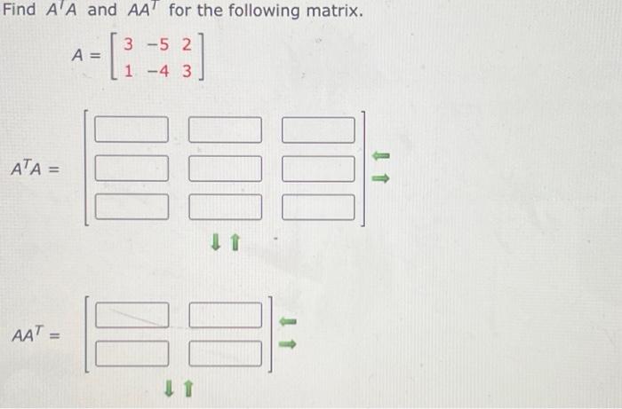 Solved Find A′A and AA⊤ for the following matrix. | Chegg.com