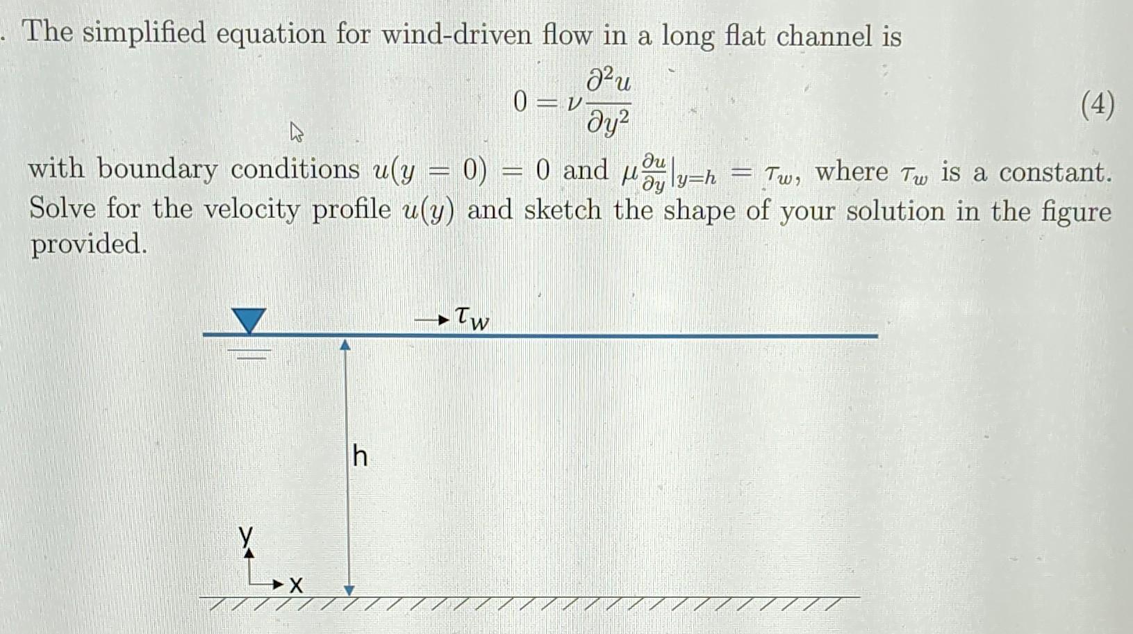 Solved The simplified equation for wind-driven flow in a | Chegg.com