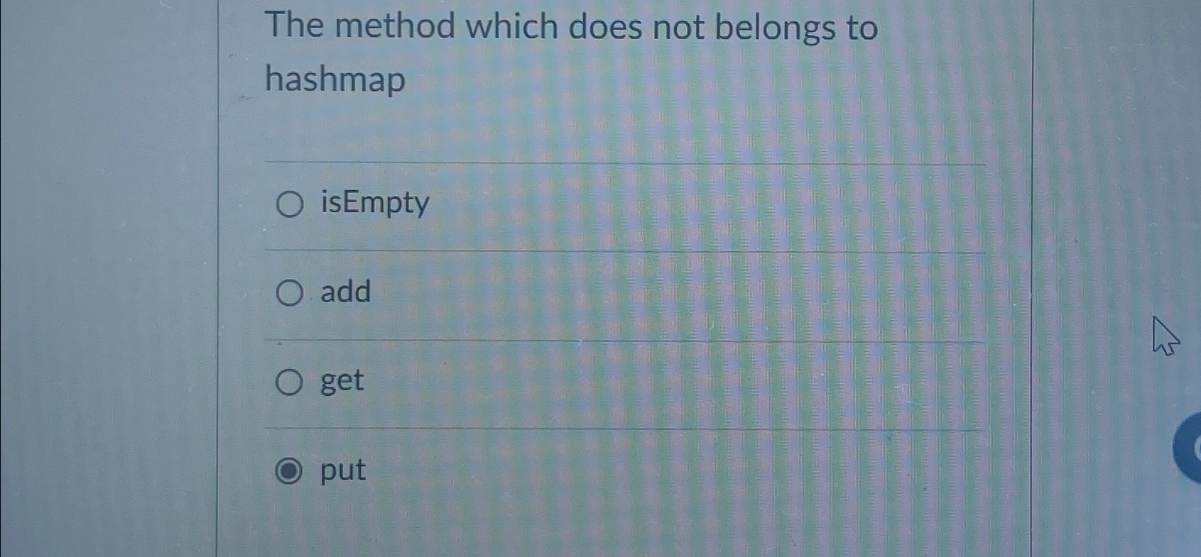 Solved The method which does not belongs to hashmap | Chegg.com