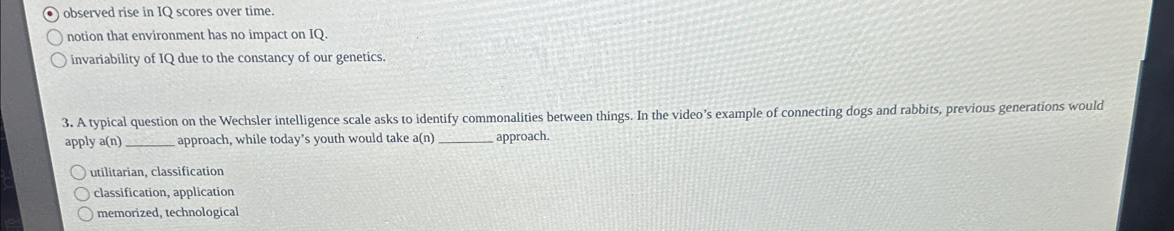 Solved observed rise in IQ ﻿scores over time.notion that | Chegg.com