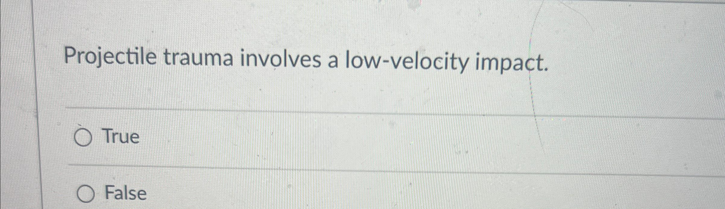 Solved Projectile trauma involves a low-velocity | Chegg.com