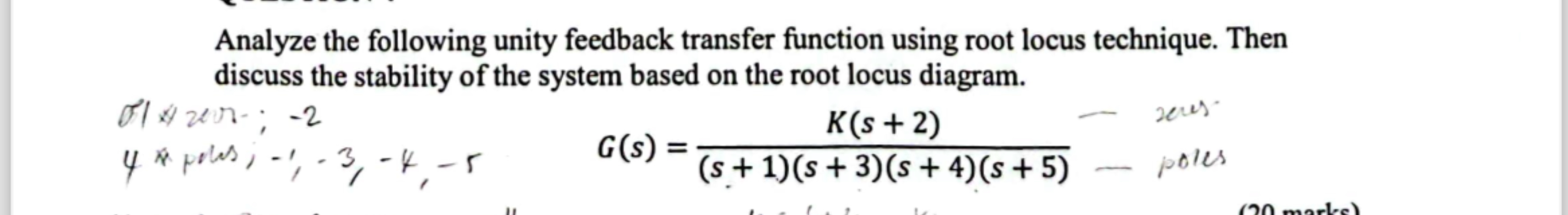 Solved Analyze the following unity feedback transfer | Chegg.com