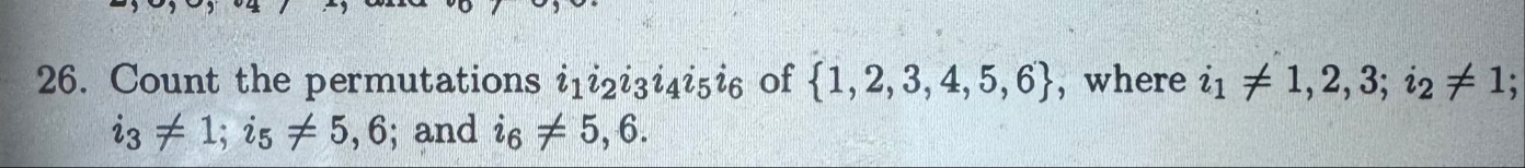Count the permutations i1i2i3i4i5i6 ﻿of | Chegg.com