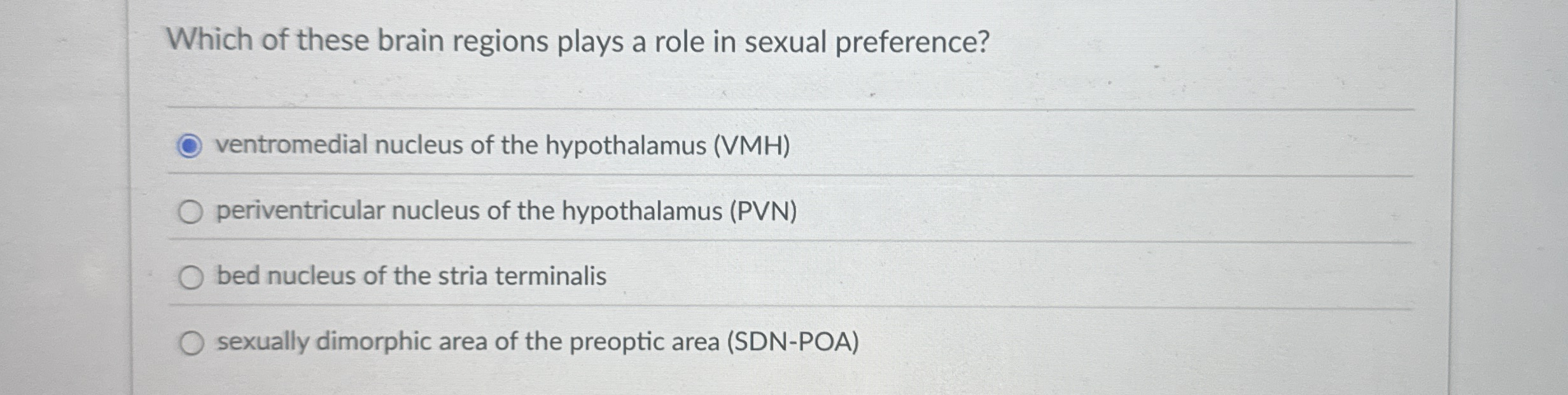 Solved Which of these brain regions plays a role in sexual | Chegg.com