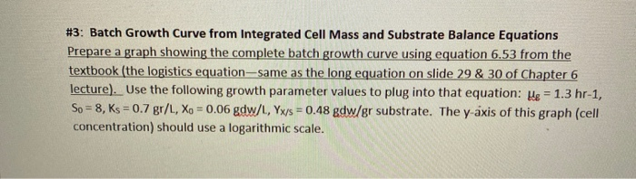 #3: Batch Growth Curve from Integrated Cell Mass and | Chegg.com