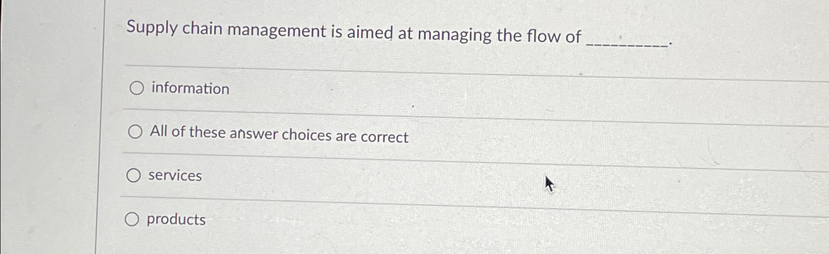 Solved Supply chain management is aimed at managing the flow | Chegg.com