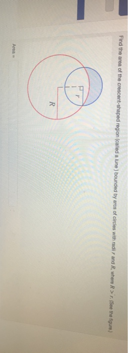 Solved Find the area of the crescent-shaped region (called a | Chegg.com