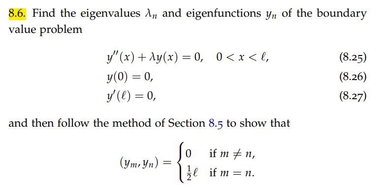 86 find The Eigenvalues λn and Eigenfunctions Yn