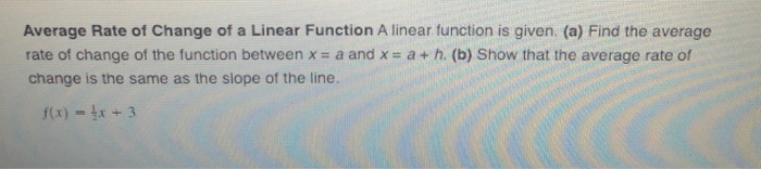Solved Average Rate of Change of a Linear Function A linear | Chegg.com