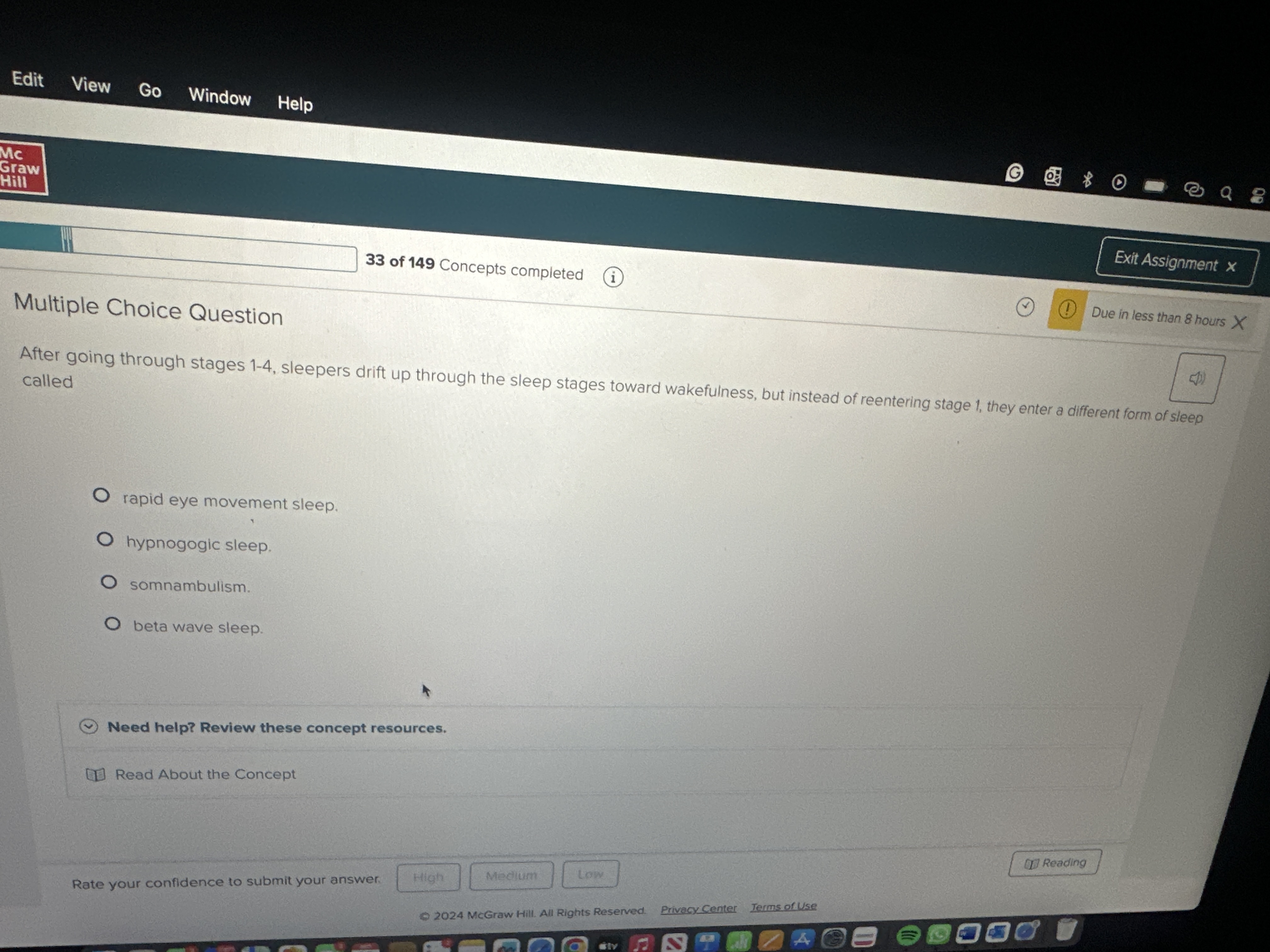 Solved Multiple Choice Question calledrapid eye movement | Chegg.com