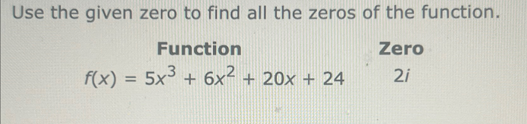 Solved Use the given zero to find all the zeros of the | Chegg.com