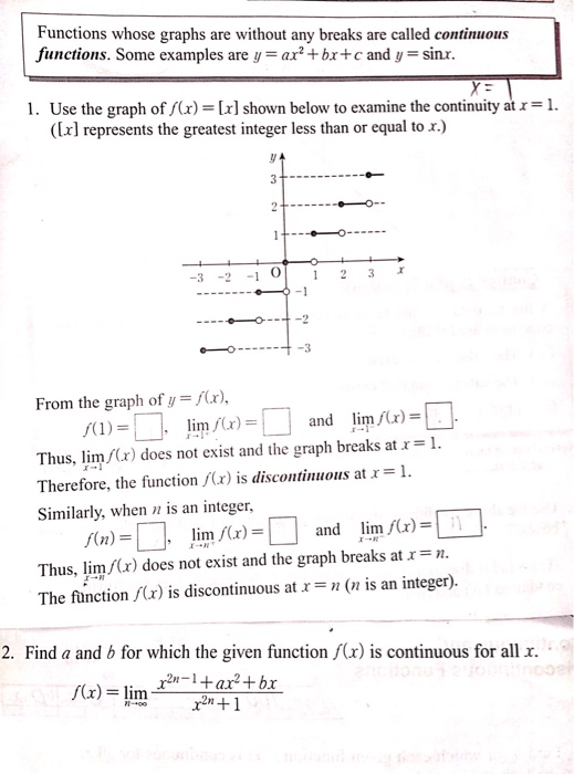 Solved Functions whose graphs are without any breaks are | Chegg.com