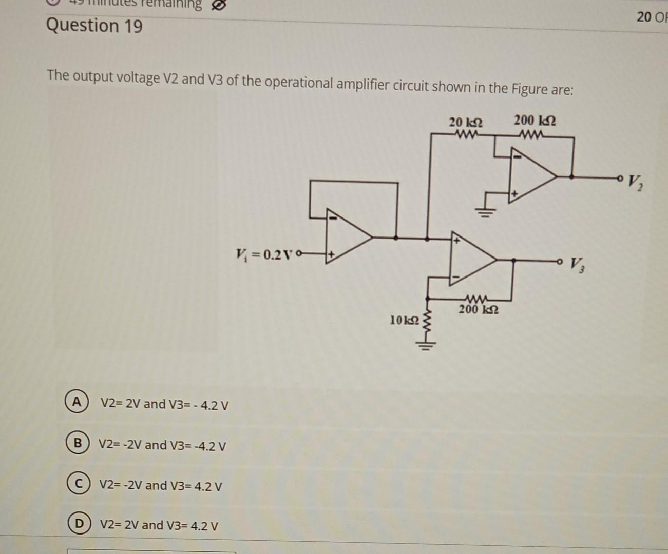 Solved The output voltage V2 and V3 of the operational | Chegg.com