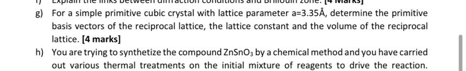 Solved g) For a simple primitive cubic crystal with lattice | Chegg.com