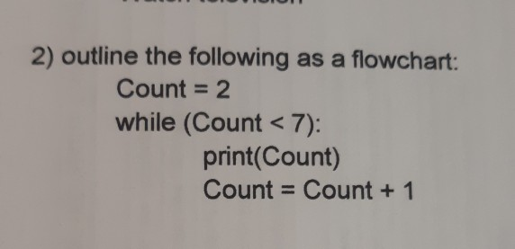 Solved 2) outline the following as a flowchart: Count = 2 | Chegg.com