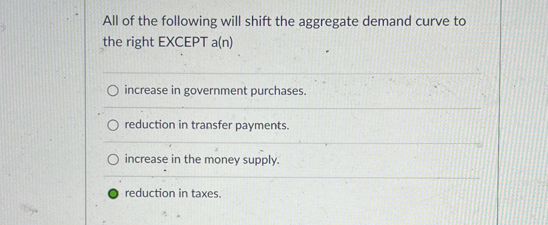 Solved All of the following will shift the aggregate demand | Chegg.com