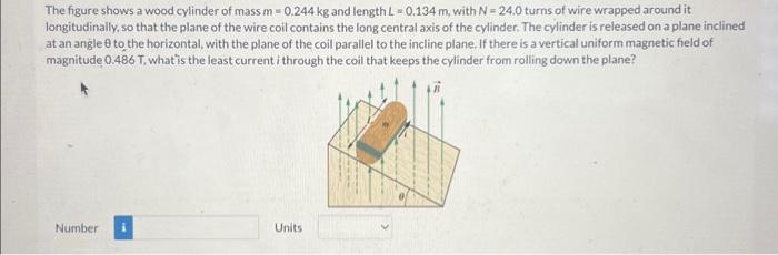 Solved The figure shows a wood cylinder of mass m=0.244 kg | Chegg.com