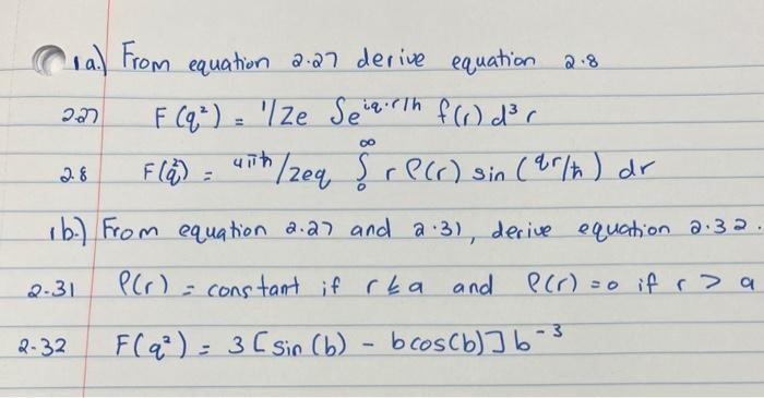 Solved (Cia.) From equation 2.27 derive equation 2.8 2.2 | Chegg.com