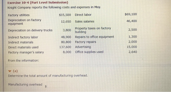 Solved Exercise 10-4 (Part Level Submission) Knight Company | Chegg.com