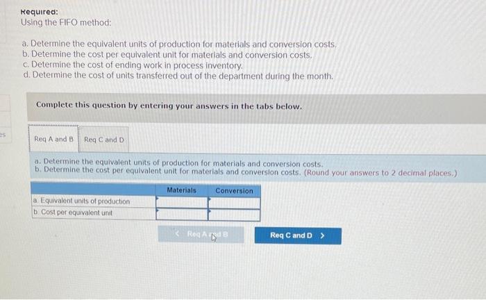 Required: Using the FIFO method: a. Determine the | Chegg.com