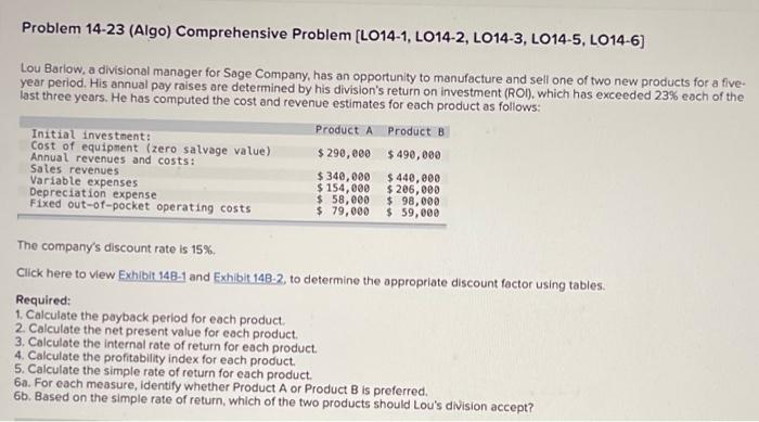 Solved Problem 14-23 (Algo) Comprehensive Problem (L014-1, | Chegg.com
