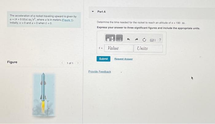 Solved The acceleration of a rocket traveling upward is | Chegg.com