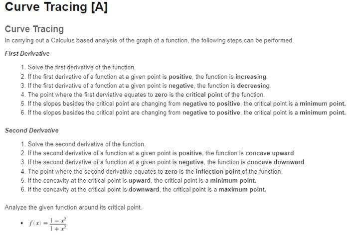Solved Curve Tracing In carrying out a Calculus based | Chegg.com
