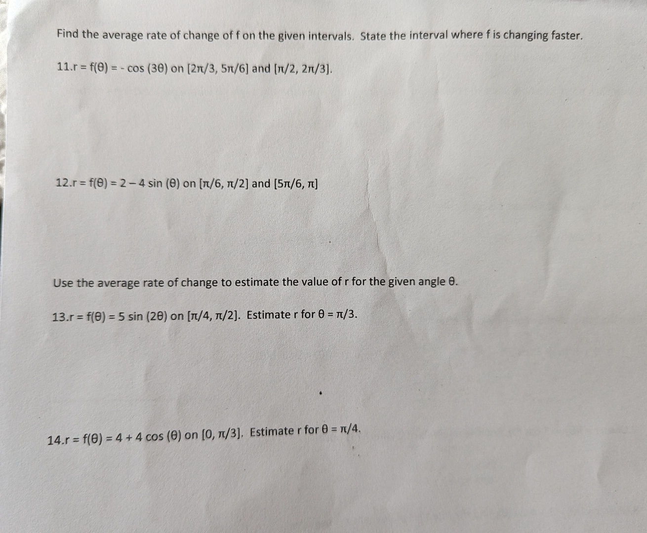 Solved Find the average rate of change of f ﻿on the given | Chegg.com