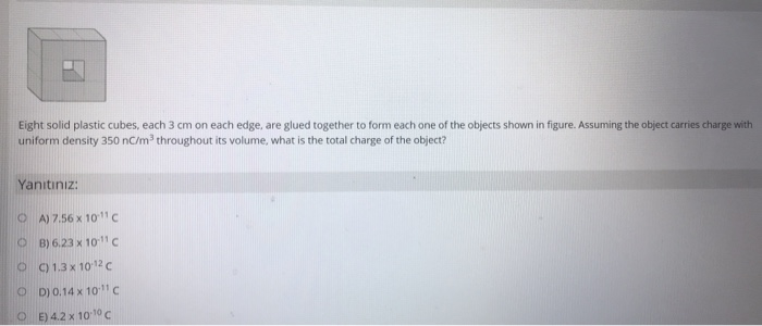 Solved Eight solid plastic cubes, each 3 cm on each edge, | Chegg.com