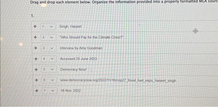Drag and drop each element below. Organize the | Chegg.com