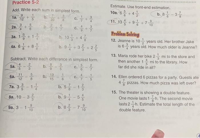Solved Add. Write each sum in simplest form. Estimate. Use | Chegg.com