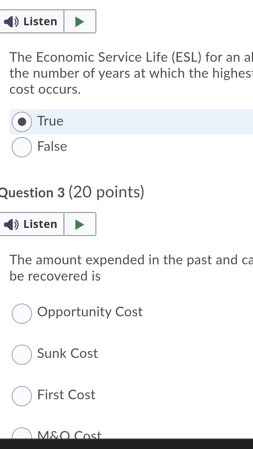 Solved Listen The Economic Service Life (ESL) for an al the | Chegg.com