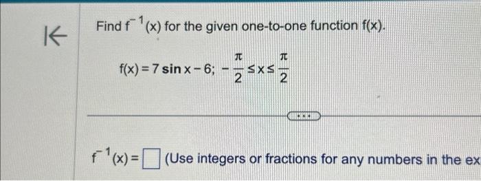 Solved Find f−1(x) for the given one-to-one function f(x). | Chegg.com