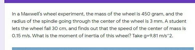 Solved In a Maxwell's wheel experiment, the mass of the | Chegg.com