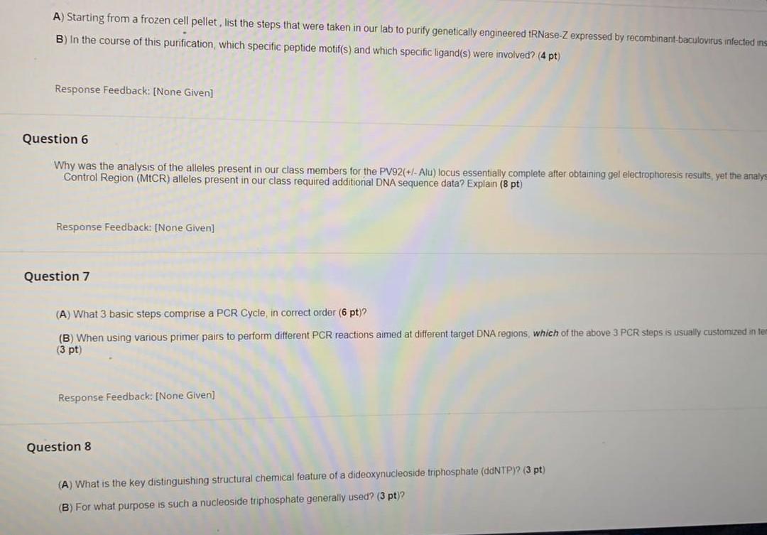 Solved A) Starting from a frozen cell pellet, list the steps | Chegg.com