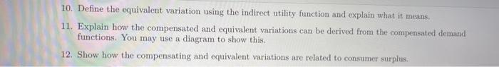 Solved 10. Define the equivalent variation using the | Chegg.com