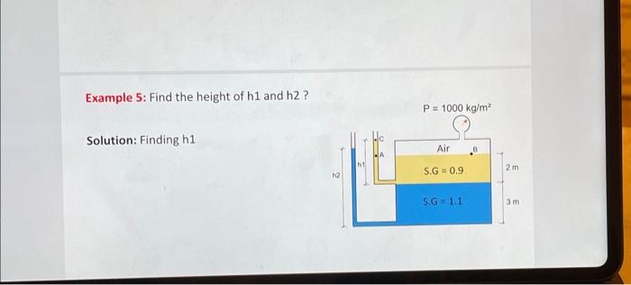 Solved Example 5: Find the height of h1 and h2? Solution: | Chegg.com