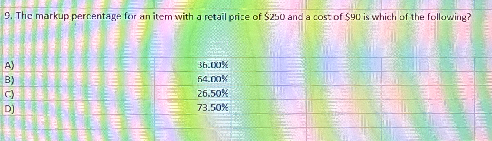 Solved The markup percentage for an item with a retail price | Chegg.com