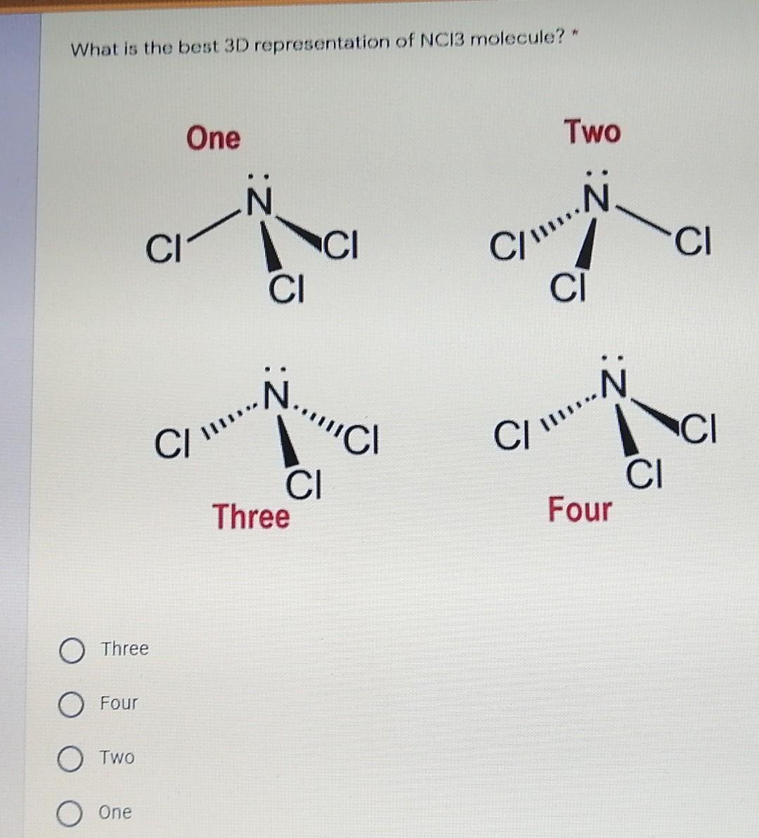 Solved What is the best 3D representation of NC13 molecule?" | Chegg.com