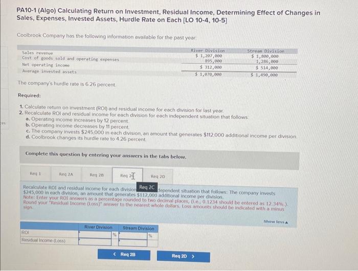 Solved PA10-1 (Algo) Calculating Return on Investment, | Chegg.com