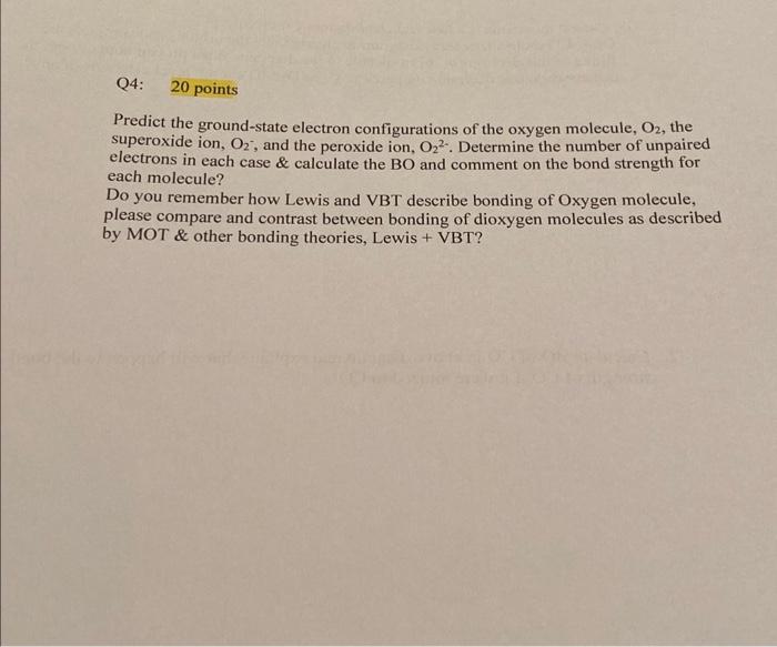 Q4 20 Points Predict The Ground State Electron