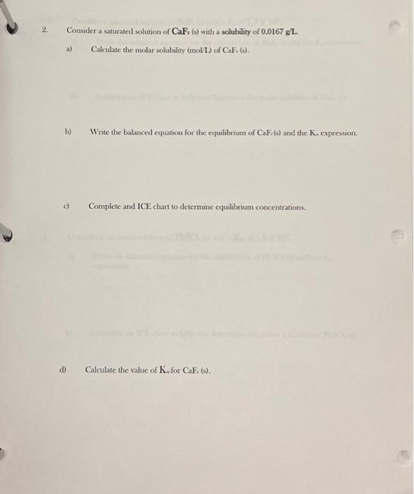 Solved a) Write the balanced equation for the equilibrium of | Chegg.com