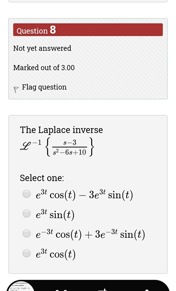 Solved Question 8 Not yet answered Marked out of 3.00 P Flag | Chegg.com