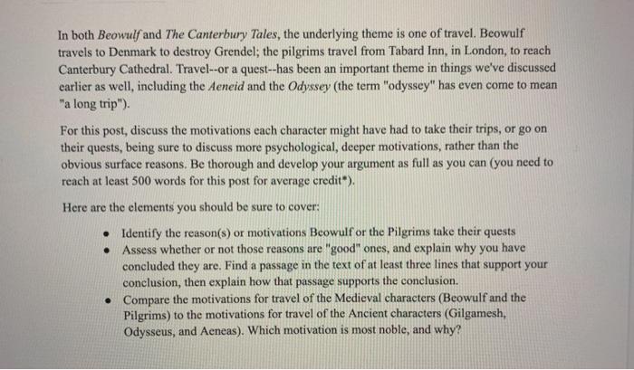 In both Beowulf and The Canterbury Tales, the | Chegg.com