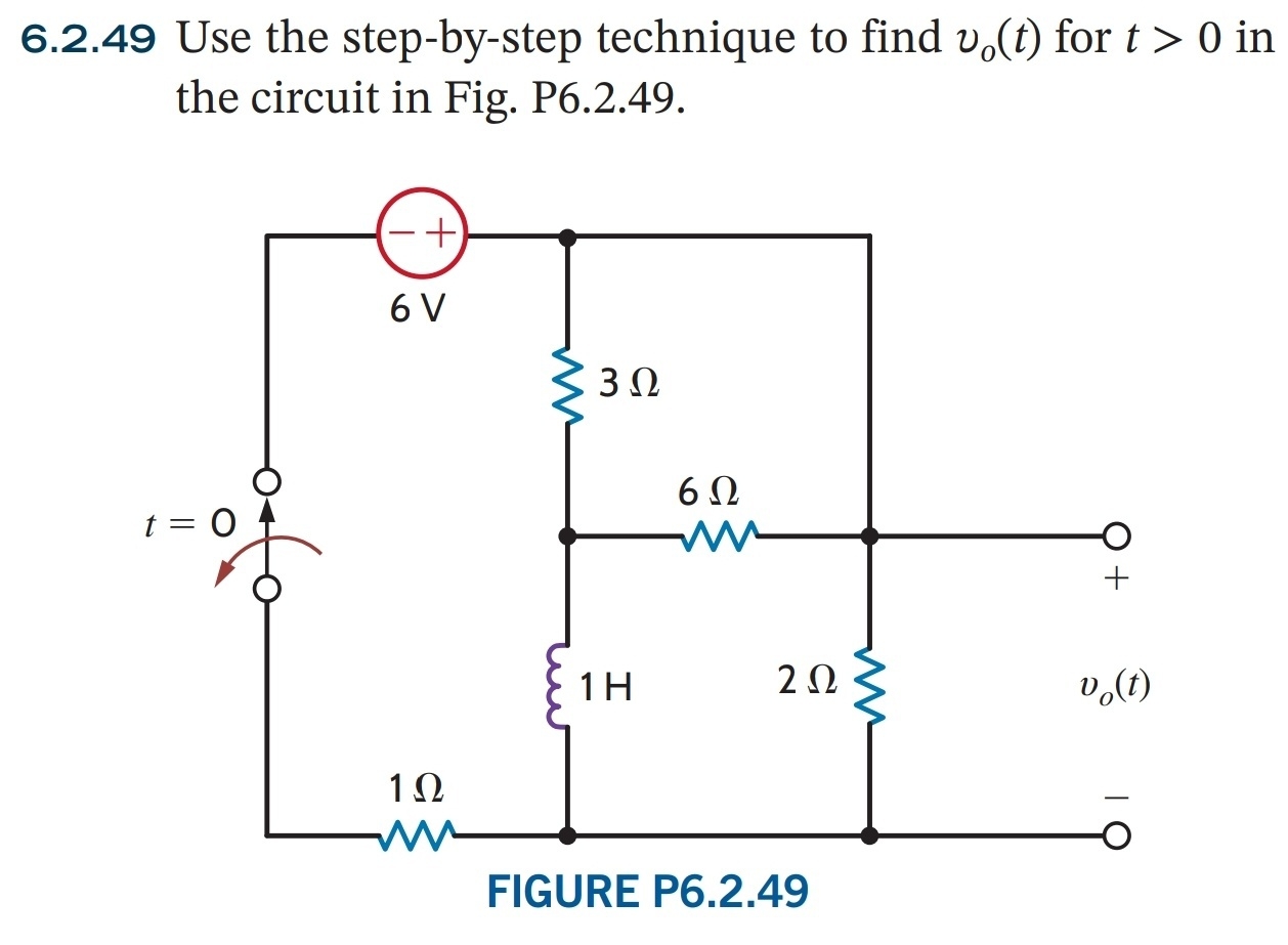 Solved 6.2.49 ﻿Use the step-by-step technique to find v0(t) | Chegg.com