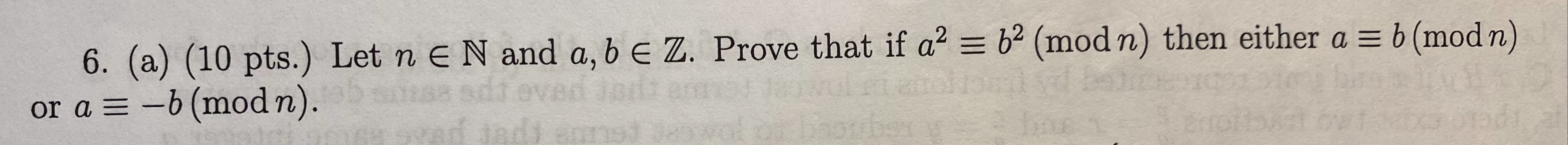 Solved (a) ﻿ pts.) ﻿Let ninN and a,binZ. Prove that if | Chegg.com