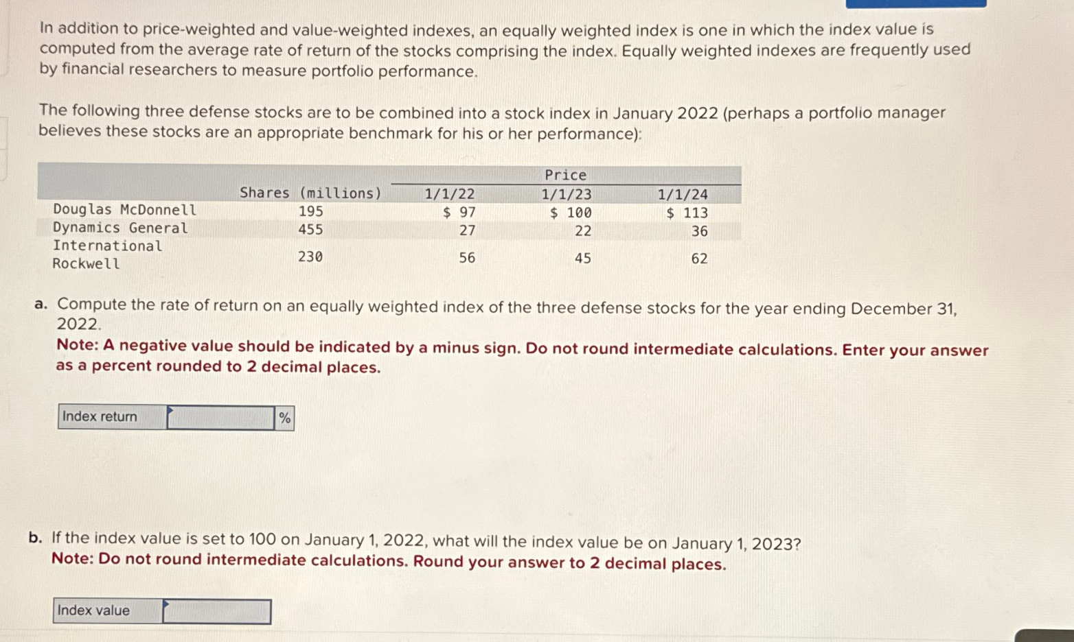 Solved In addition to price-weighted and value-weighted | Chegg.com